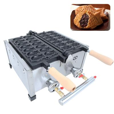 China 8.15 KG Non-stick 14pcs Small Fish Shape Waffle Maker Stainless Steel Taiyaki Machine Gas for sale