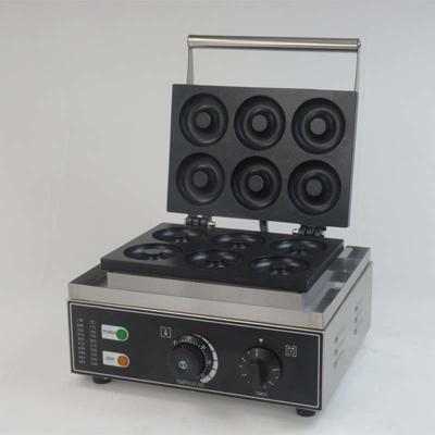 China Electric Non-stick Donut Maker for Bakery Dessert Shop 6pcs Doughnuts Making Machine for sale
