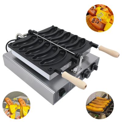 China 510x400x190mm Banana Shape Waffle Making Machine 2023 Model 5pcs Capacity Nonstick for sale