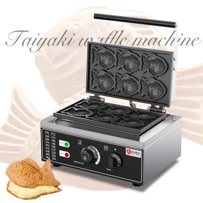 China 385*275*230mm Commercial 6pcs Mini Fish Shape Waffle Maker Goldfish Taiyaki Machine for sale