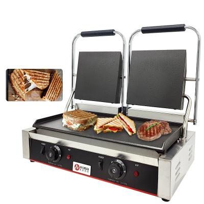 China Stainless Steel Cast Iron Panini Contact Grill Maker for Restaurant Bakery Snack 220v for sale