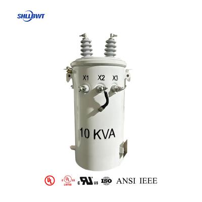China 10-333kVA Single Phase Pole Mounted Transformer ANSI IEEE IEC Cylindrical Oil Immersed for sale