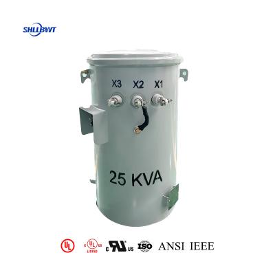 China Industrial Grade 25kVA Single Phase Pole Mounted Transformer Energy Saving Fully Sealed for sale
