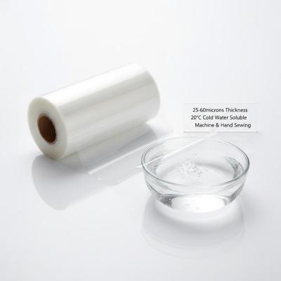 China 20C Cold Water Soluble PVA Embroidery Film 25-60 Microns Transparent for Machine and Hand Sewing for sale