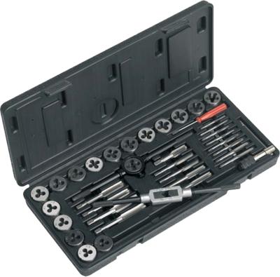 China High Carbon Steel Taps and Dies Tool Set with Tap Wrench , Die Holder , Thread Gauge for sale