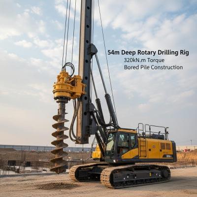 China 54m Deep Rotary Drilling Rig with 320kN.m Torque and 2500mm Drilling Diameter for Bored Pile Construction for sale