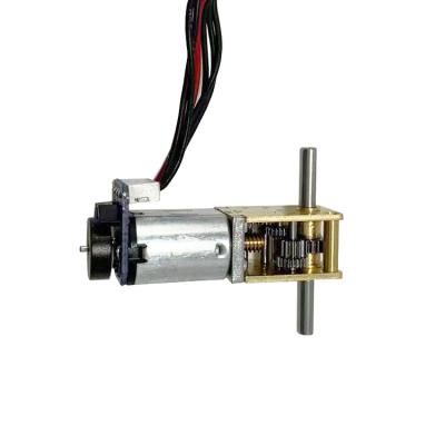 China N20 DC Worm Gear Motor 3V 12V Right Angle Gearbox with Encoder Dual Output Shaft 12mm Micro Motor for sale