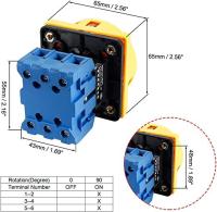 China 2 Position DC Rotary Isolator 6 Terminals Universal Rotary Cam Selector Switch 660V 25A 16A for sale