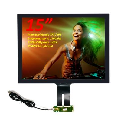 China BOE Industrial Grade 15 Inch PCAP TFT Display LVDS Sunlight Readable LCD Display 1500Nits for sale