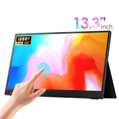 China 13.3 Inch Touchscreen Portable Monitor , USB C Portable Gaming Monitor with Desktop Stand for Laptop Computer Phone Second/Extend Screen for sale