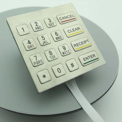 China Self Service Kiosk Stainless Steel Panel Mounting 4x4 Metal Numeric Keypad With 16 Keys for sale