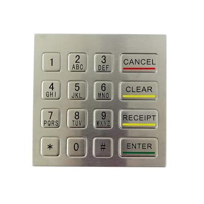 China Stainless Steel 16 Key Numeric Metal Keypad With USB Wired Connection For Self Service Kiosk for sale