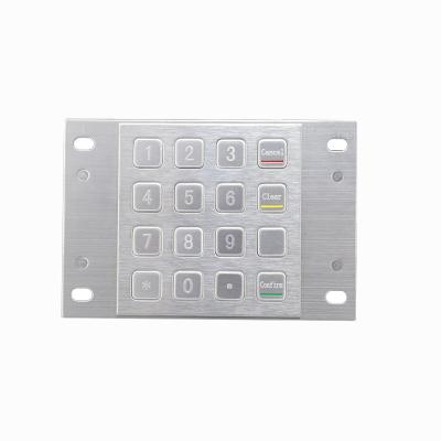China Waterproof 304 Stainless Steel Encrypted Pin Pad Payment Kiosk IP65 Encrypted Metal Keypad with 16 Keys for sale