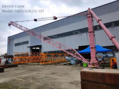 China 10 Ton Derrick Tower Crane HDC63 3023 10T Max Capacity 45kW Lifting 90m per min for sale