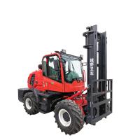 China Rough Terrain Forklift Truck 3.5 Ton Short Axis EPA4 EuroV Enclosed Cab 4WD for sale