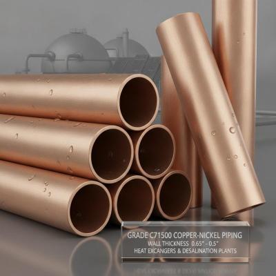 China Grade C71500 Copper-Nickel Pipe with 0.065 to 0.5 Inch Wall Thickness and 1000 Psi Rating for Heat Exchangers for sale
