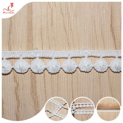 China White Flat Pom-pom Lace Trimmings Garment Accessories Lace Border for sale