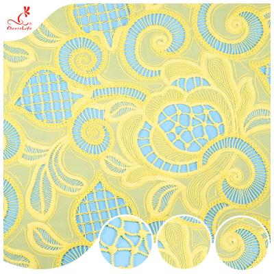 China Lady Dress Guipure Lace Fabric Beads With 3D Flower Embroidery Lace Fabric for sale
