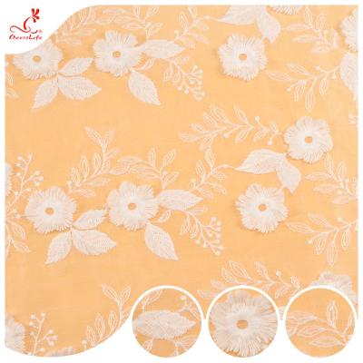 China Durable Soft Mesh Tulle Lace Trim Colorful Flower Embroidery Lace Trimming for sale