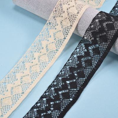 China OEM Crochet Ribbon Cotton Lace Border With Flower Width 5cm for sale