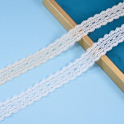 China 1/2 Inch Width Cotton Lace Trim Embroidery White Ribbon Lace for sale