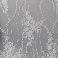 China Delicate Embroidery Polyester On Nylon Mesh Lace Fabric With 3D Flower Design for sale