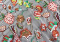 China Bright 3D Colored Flower Embroidery Lace Fabric For Ladies Wedding Dressmaking for sale