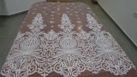 China Embroidered Guipure Beaded Lace Fabric Polyester On Nylon Mesh With Flower for sale