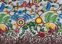 China Multi Colored French 3D Floral Embroidered Lace Fabric / Netting Fabric For Girls Dress for sale