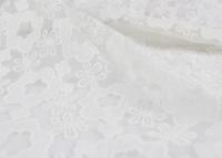China 3D Polyester White Embroidered Lace Fabric , Wedding Dress / Wedding Gown Lace Fabric for sale