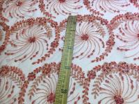 China Crystal Flower Embroidery Beaded Bridal Lace Fabric For Wedding Dresses 125cm Width for sale