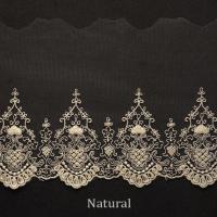 China Embroidered Cotton Mesh Nylon Tulle Bridal Lace Trim , 5.2 Inch Scalloped Lace Trim for sale