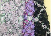 China 3D Flower Embroidered Stretch Mesh Fabric , Coloured Tulle Lace Fabric for sale