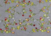 China Soft Colored Embroidered Floral Lace Fabric / Net Lace Fabric For Women Wedding Dress for sale