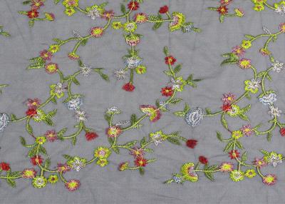 China Soft Colored Embroidered Floral Lace Fabric / Net Lace Fabric For Women Wedding Dress for sale