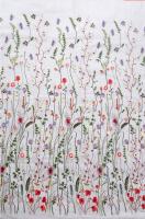 China Heavy Embroidered Floral Tulle Lace , Delicate White Mesh Bridal Lace Fabric By The Yard for sale