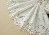 China Customized Embroidery Cotton Lace Fabric By The Yard For Dress Cloth Off White Color for sale
