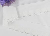 China Cotton White Embroidered Lace Trim For Spring Girl's Sock With Scalloped Edge for sale