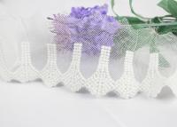 China White Scalloped French Embroidery Mesh Lace Trim For Bride Evening Dress 100% Cotton for sale