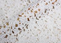 China Ivory Guipure Cotton Stretch Lace Fabric By The Yard With 3D Flower Design for sale