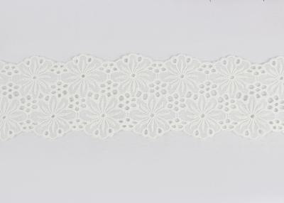 China Beige Stretch Cotton Embroidered Lace Trim For Sewing Decoration DIY Wedding Dress for sale