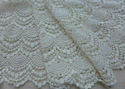 China Vintage French Crocheted Cotton Lace Fabric Scalloped Edge for sale