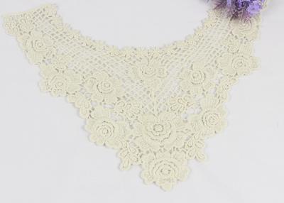 China Cotton Hollow Water Soluble Lace Neckline Applique Trim With Rose And Sakura Design for sale