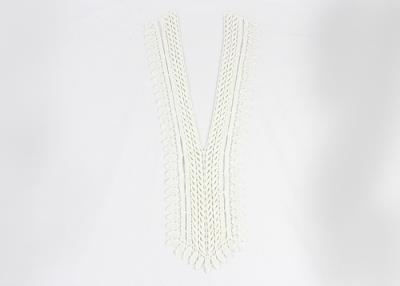 China Cotton Embroidered Lace Neckline Applique Hollowed Out Trim For Couture Gown for sale