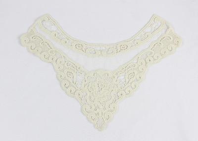 China Off White Guipure Floral Rose Lace Neck Collar Applique With Cotton And Nylon Mesh for sale