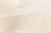 China 60 Inch Width White Nylon Net Lace Fabric , Polka Dot Wedding Bridal Veil Fabric for sale