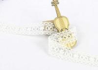 China 2.5cm Width Flat Cotton Embroidered Lace Trim Scalloped Edge Water Soluble for sale