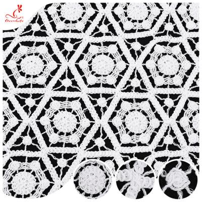 China White Guipure Lace Fabric Embroidery Cord Lace Fabrics For Dresses for sale