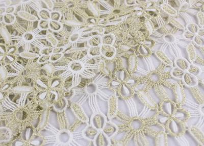 China Polyester Lace Fabric With Floral Lace Designs Metallic Fabric For Fashion Garment for sale