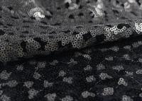 China Golden Black Sequin Lace Fabric With 3D Embroidery Fabric For Party Gown Dresses for sale